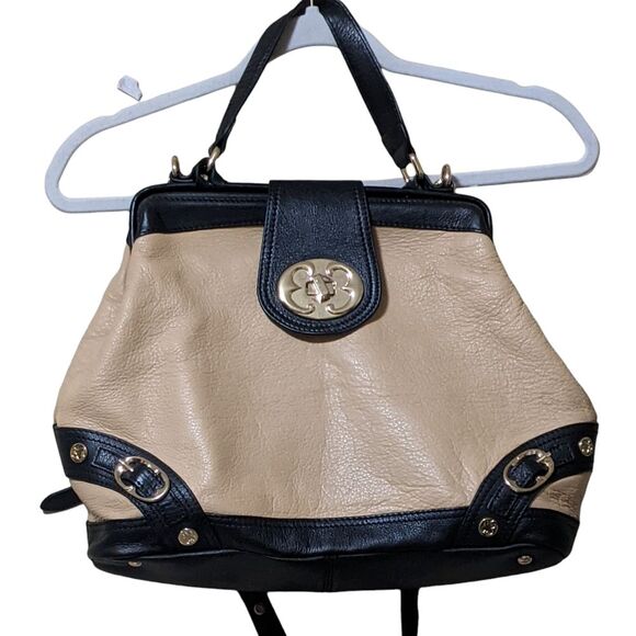 Emma Fox | Bags | Emma Fox Leather Crossbody Satchel Color Block Tan ...